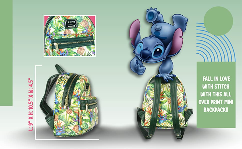 Loungefly Disney Lilo & Stitch Hawaiian Pineapple Mini Backpack ...