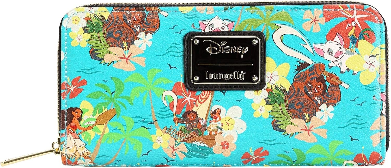 Loungefly Disney’s Moana All Over Print Zip Around Wallet Blue ...